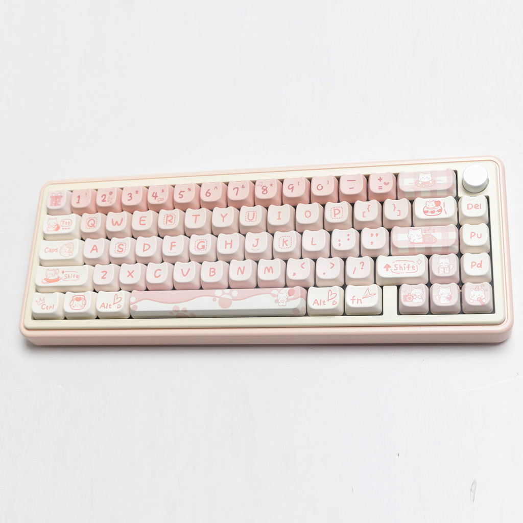Keycaps Kitten màu hồng đáng yêu MAO Profile Chất liệu PBT DYE-SUB Chủ ...
