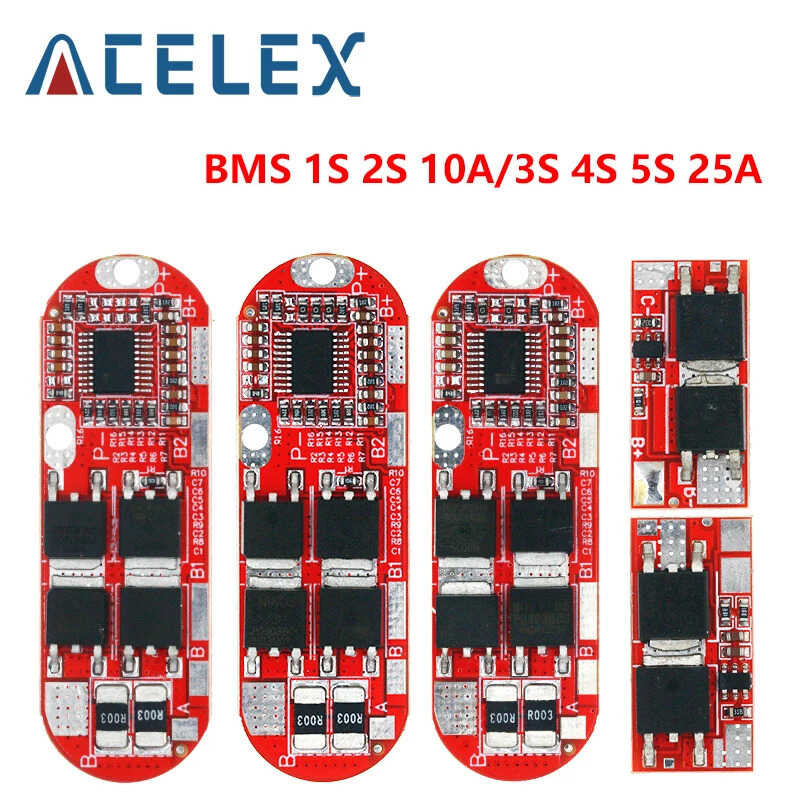2s 1s 10a 3s 4s 5s 25a Li-ion Lithium pin bảo vệ bảng mạch mô-đun Pcb Pcm 18650 Bms sạc | Shopee ...