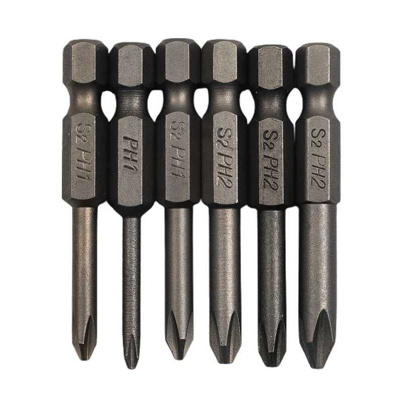 6Pcs / Set 50Mm Long 1/4 'Shank Screwdriver Bits Set Thép Từ Hex Cross ...