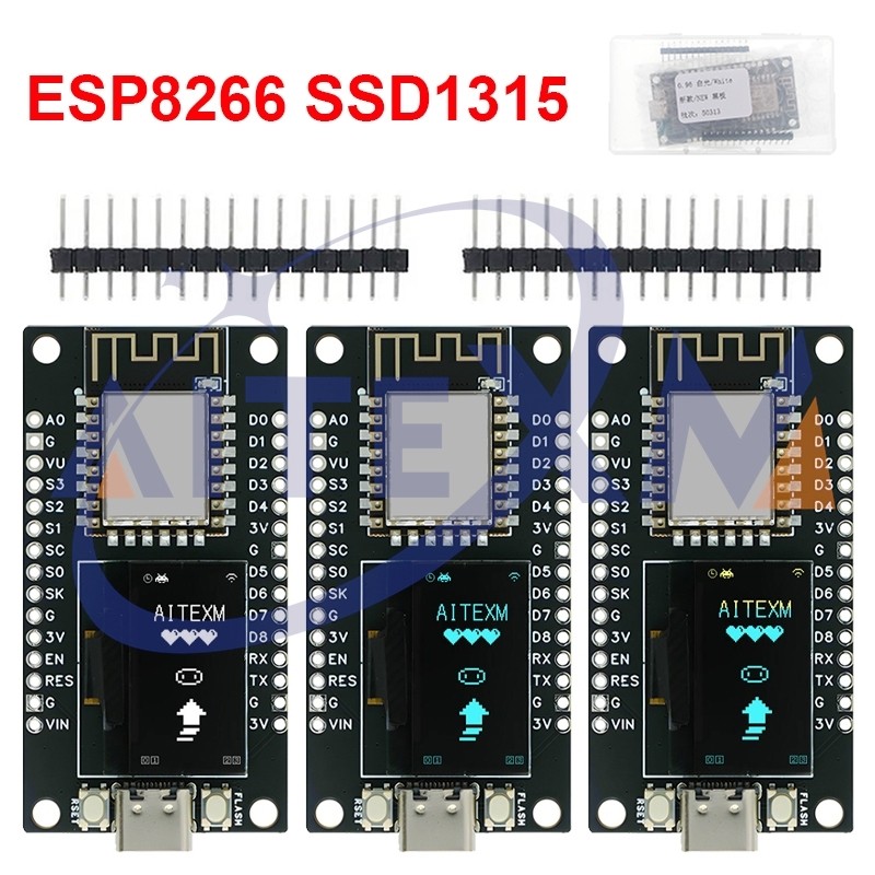 Bảng phát triển ESP8266 SSD1315 0,96 inch Màn hình OLED CH340G ESP-12F Mô-đun WiFi TYPE-C USB ...