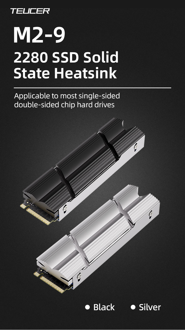 Tản nhiệt SSD TEUCER M.2 2280, Tản nhiệt hai mặt, có đệm silicon nhiệt ...