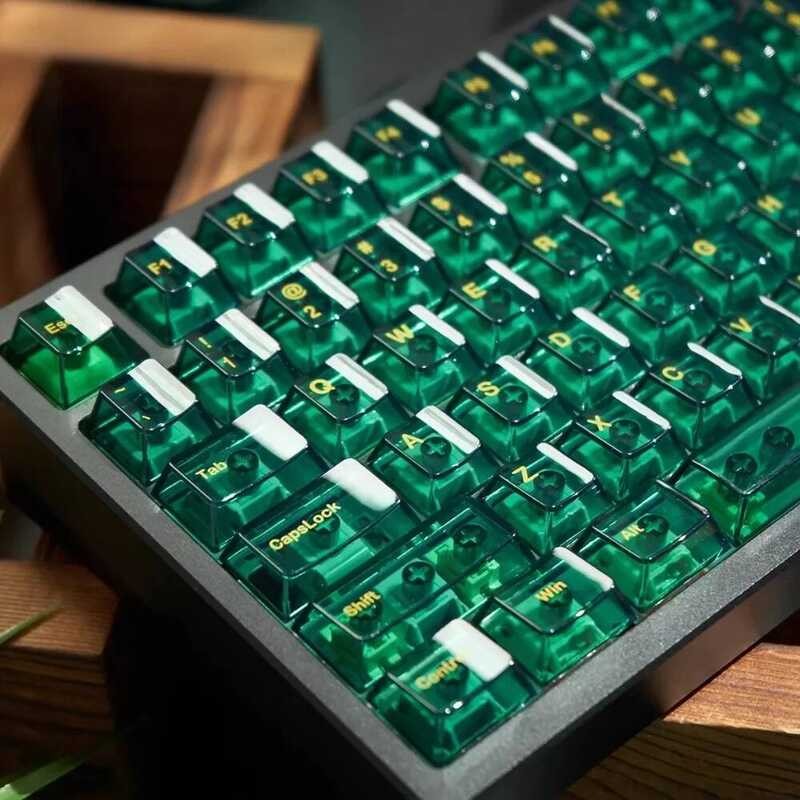 Keycaps xanh ngọc lục bảo trong suốt Hồ sơ anh đào Keycap PBT Dye ...