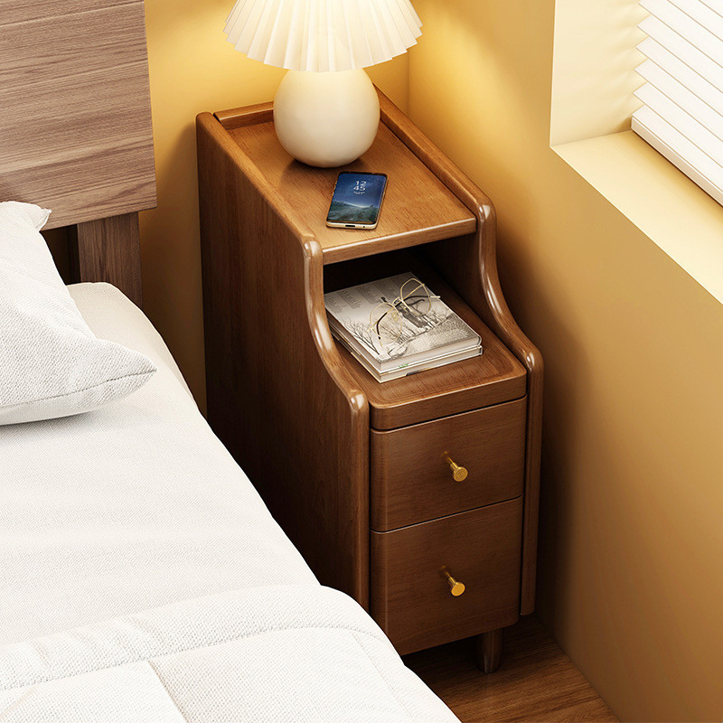 Solid wood bedside table, simple, modern, mini, extremely bed edge ...