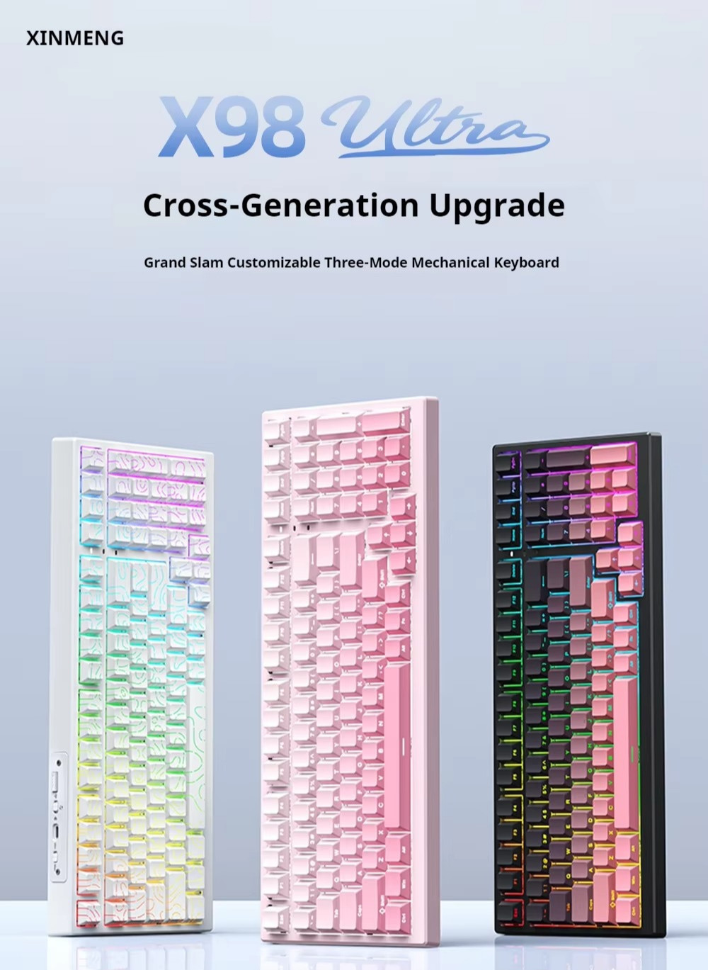 XINMENG X98 Ultra 3 Mode Wireless Mechanical Keyboard Full-key Hot ...