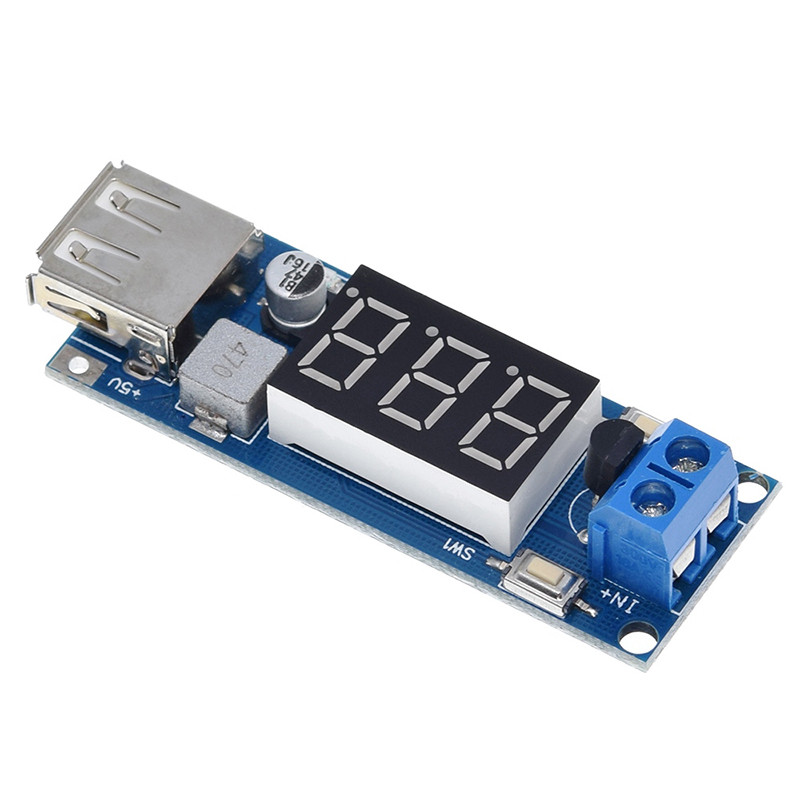 Dc-dc 12V đến 5V Mô-đun cấp nguồn bước xuống Vôn kế xe Sạc USB Mô-đun ...