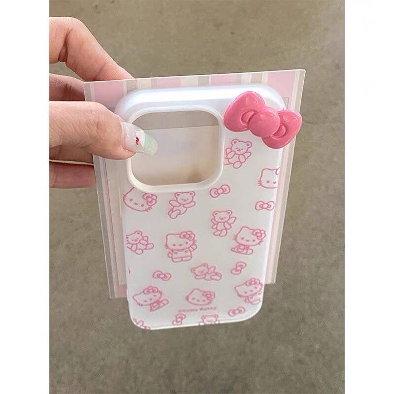 Ốp điện thoại ba chiều Bow kitty Cat Apple 13 14 Thích hợp cho 15pro ...
