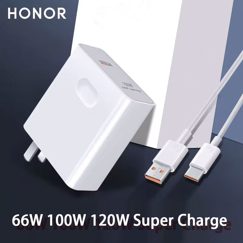 Chính Hãng Cho Honor 66W 100W 120W Sạc Nhanh US SuperCharge Power Adapter 6A USB Loại C Cáp Cho ...