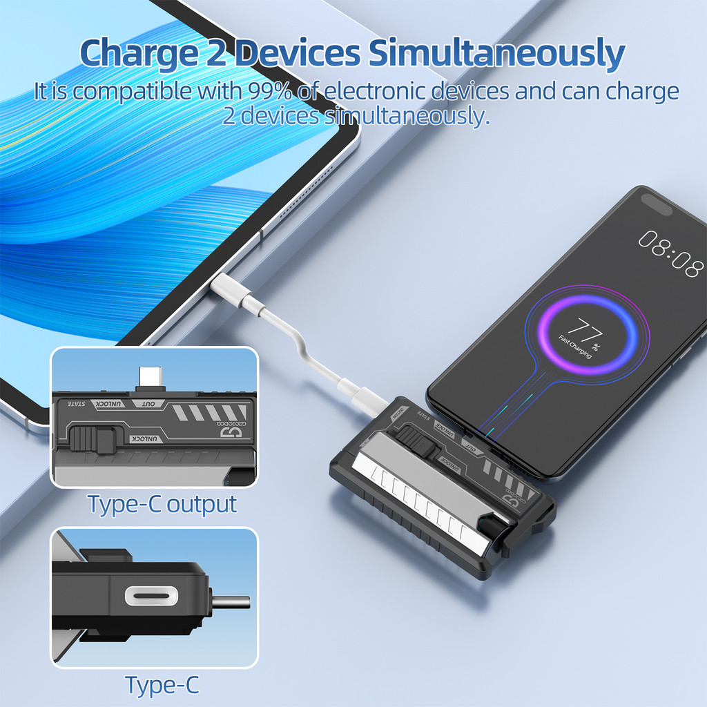 GOOJODOQ 22.5w 10000Mah Sạc dự phòng di động Hai pin Mecha Style Nhẹ Typc-C / Lighiting Giao ...