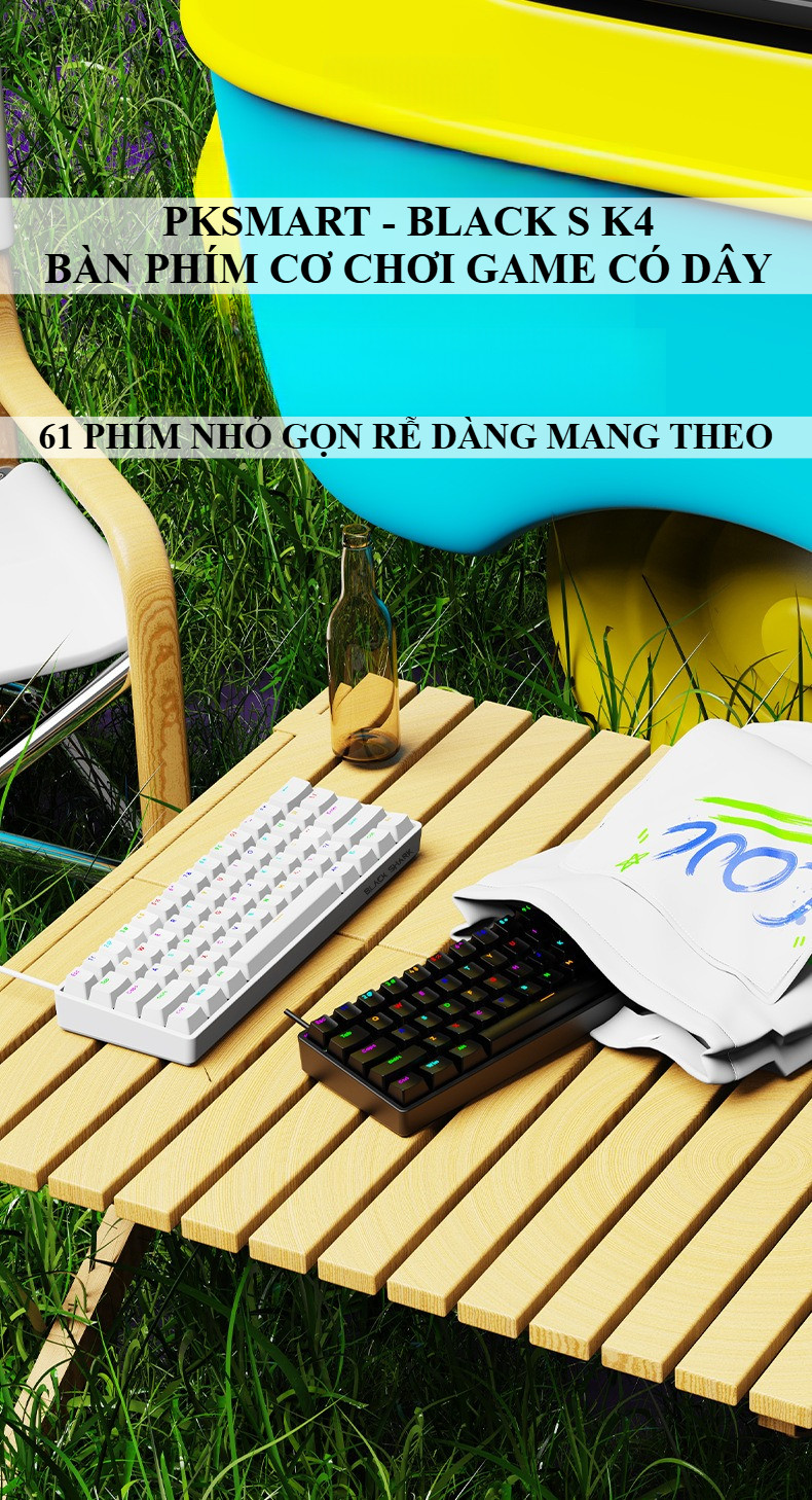 PKSMART x BLACK-SHAR K4 - Bàn Phím Cơ Có Dây - LED RGB Đổi Màu - Blue Red Switch - Anti-Ghosting ...