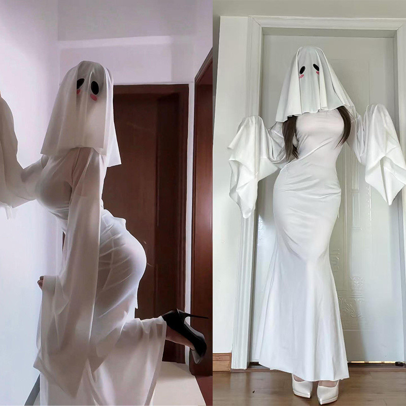 Ghost Lady cos Halloween Cross-Dressing cos Váy đuôi cá mỏng vừa vặn ...