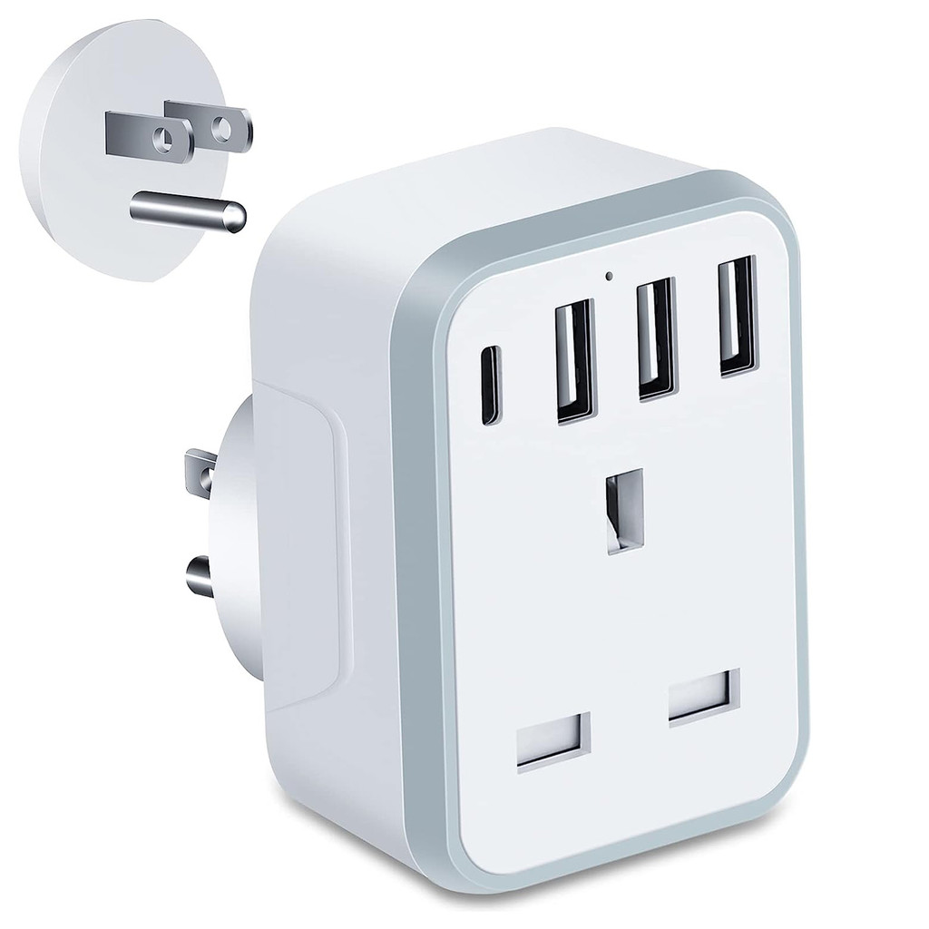 Smart To UK Plug Adapter 3 Cổng USB Và 1 Cổng C Nối Đất Mỹ Travel ...