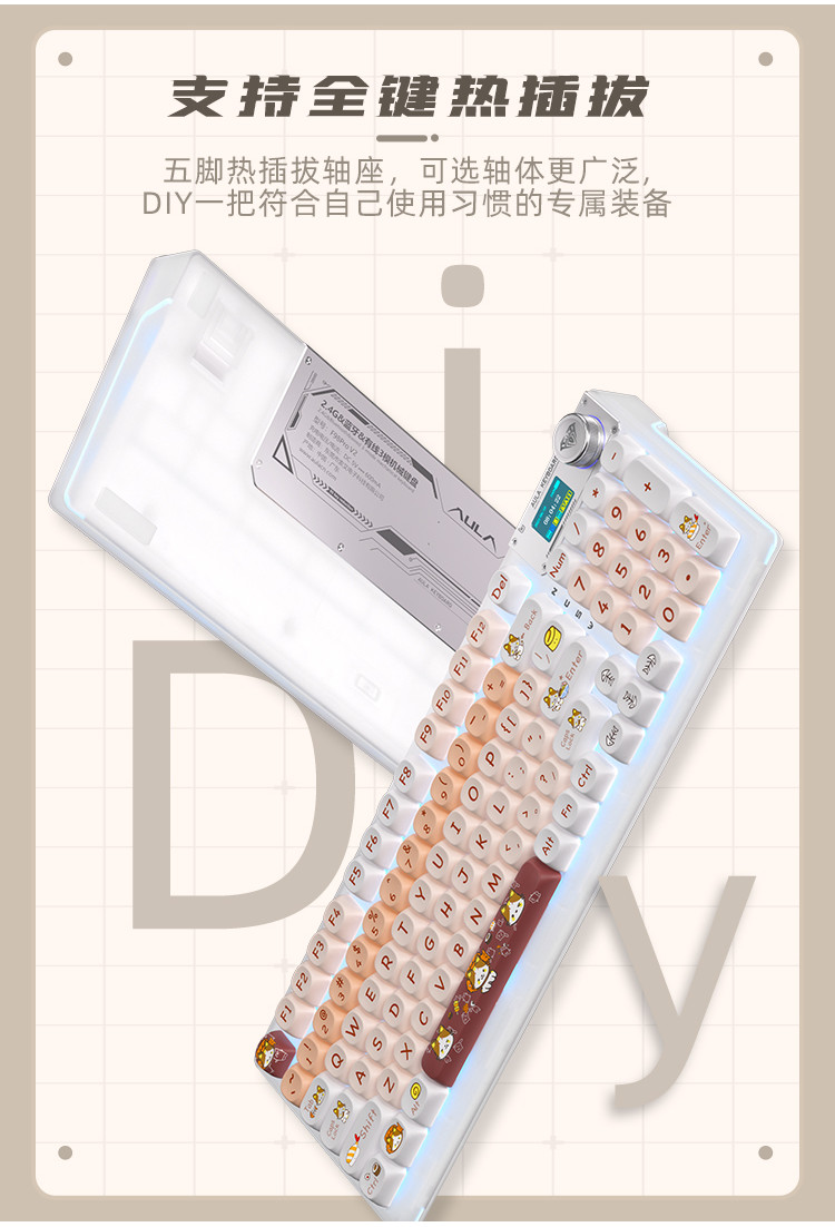 Bàn phím cơ Aula F98 Pro V2 MOA Profile Cute Keycap - Silent switch - 3 Modes - RGB | Shopee ...