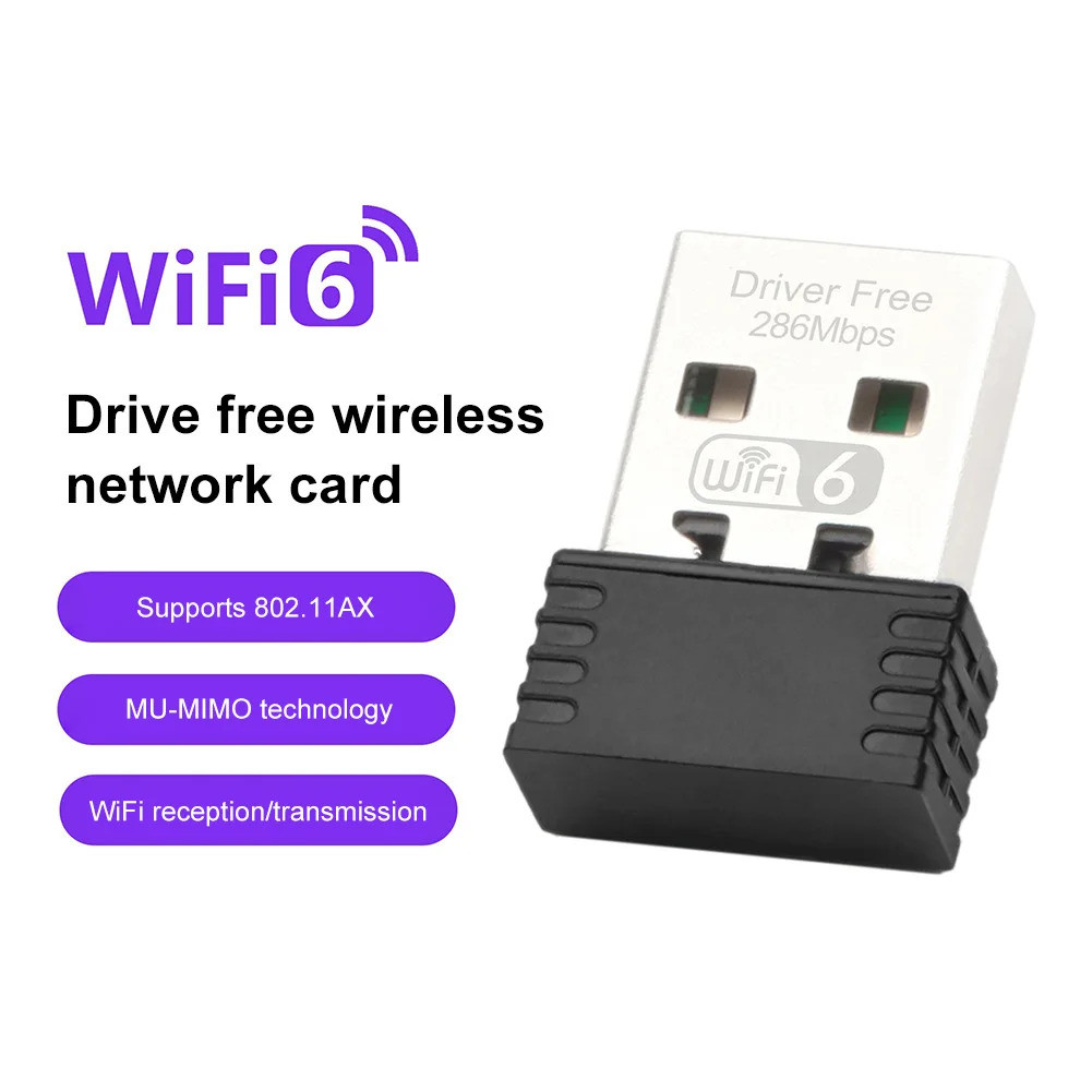 2.4Ghz Wireless Mini USB 300Mbps Ethernet Wifi 6 Bộ Thu USB 2.0 Bộ Chuyển Đổi Dongle 802.11Ax ...