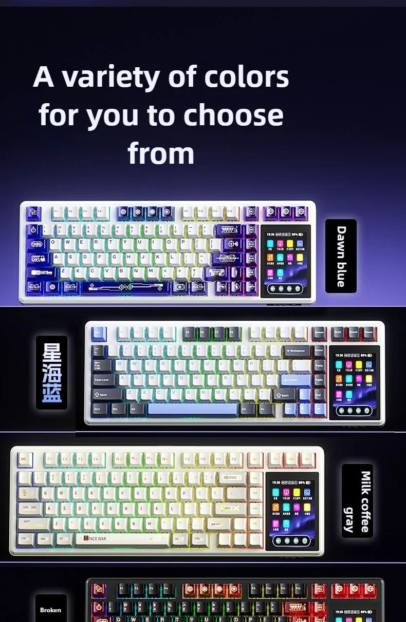 AULA L99 Wireless Bluetooth 3-mode Keyboard with Screen Display Esports ...