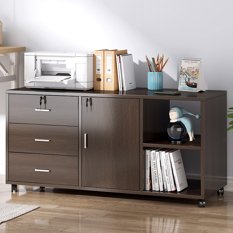 File cabinet under desk office wooden side lockable printer drawer ...