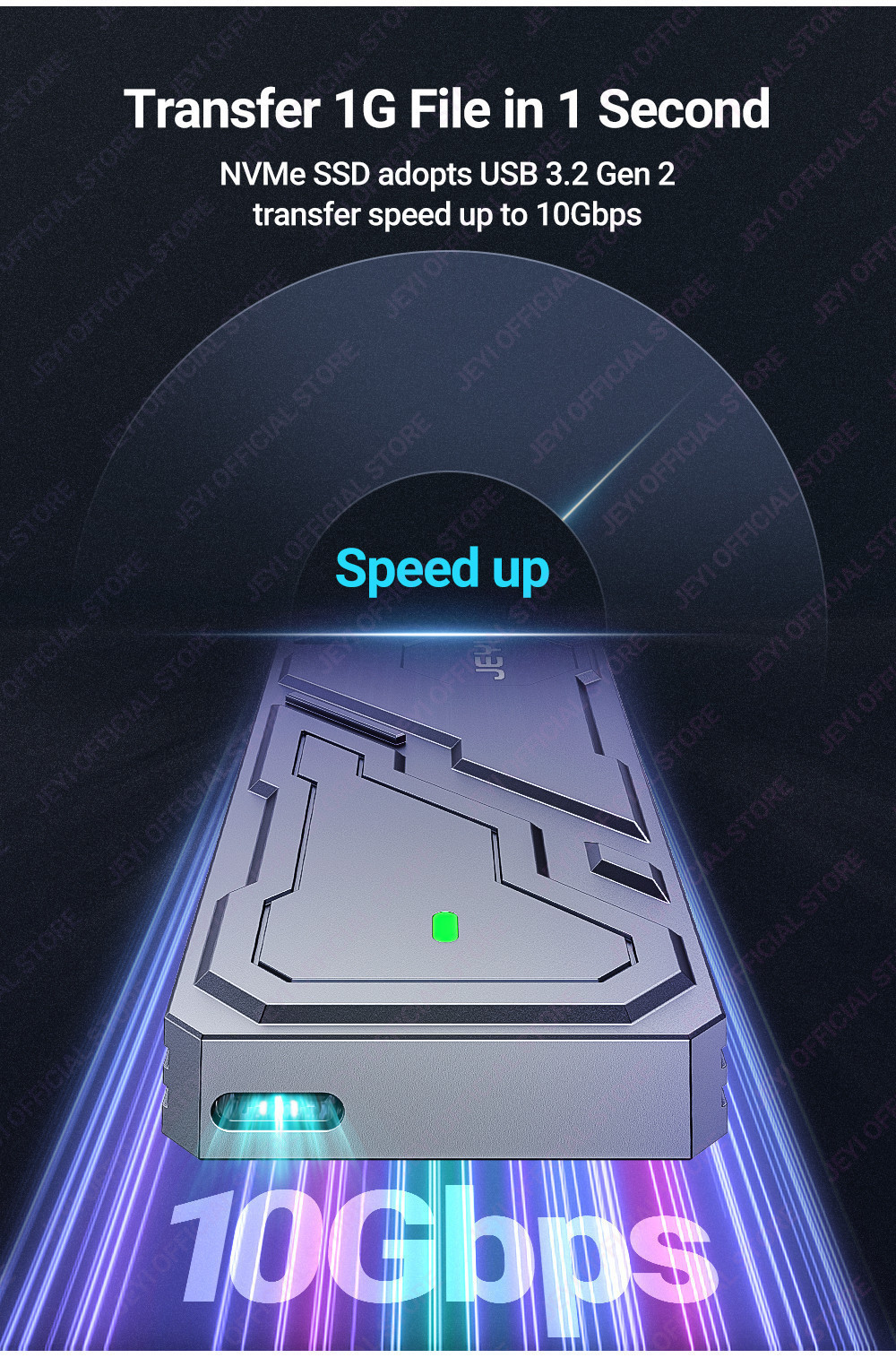 JEYI Vỏ SSD M.2 RTL9210 NVMe Hộp Di Động USB3.2 10G Type-c SSD Có ...