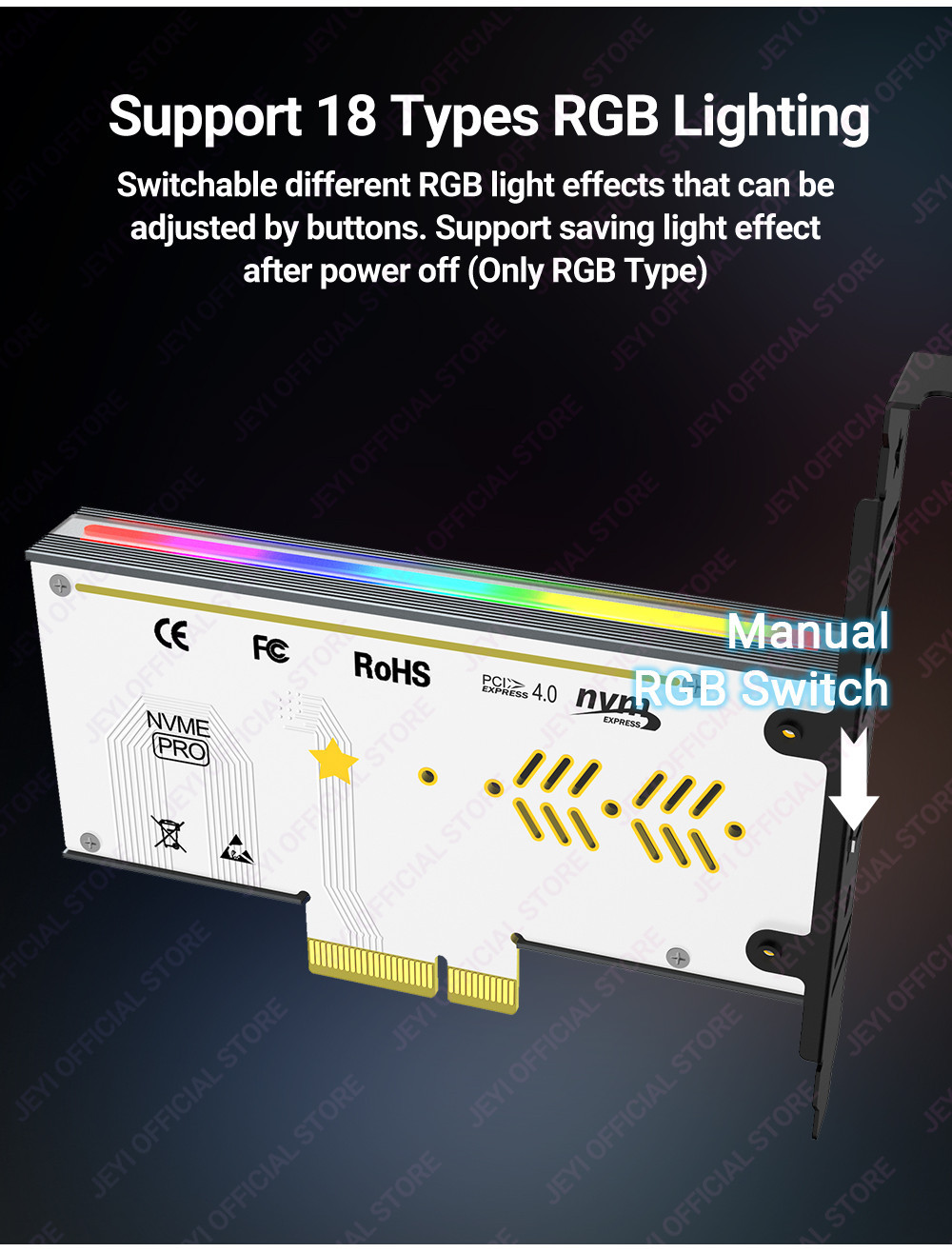 JEYI Thẻ Chuyển Đổi pcie Sang nvme m.2 ssd Bằng Nhôm Chịu Nhiệt rgb pcie 4.0 nvme 4.0 nvme, pcie ...