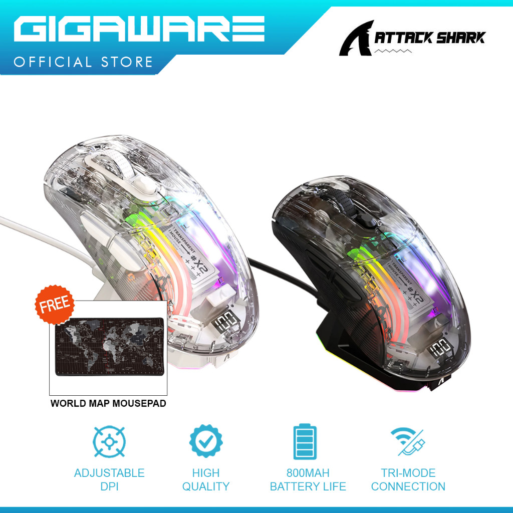 Chuột chơi game không dây chế độ Attack Shark X2 PRO Tri có đế sạc RGB ...