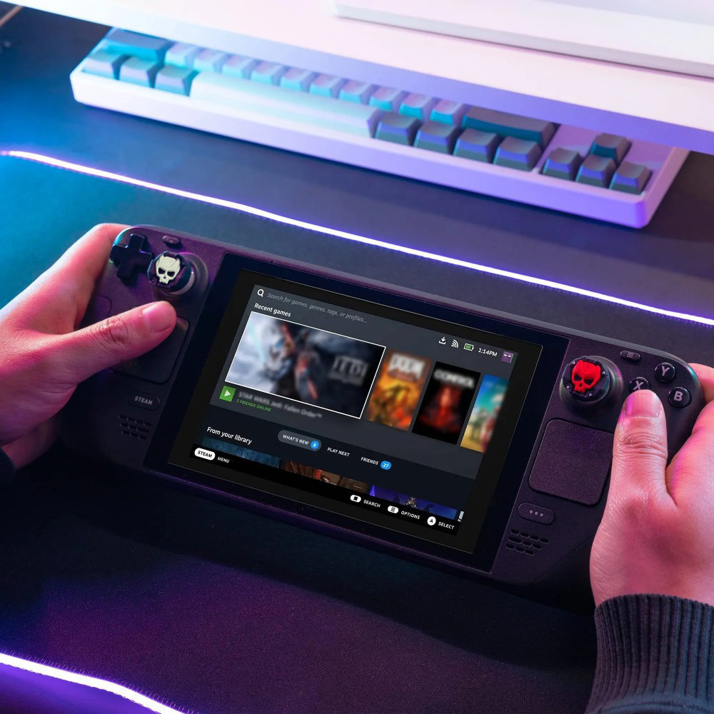 Geekshare Thumb Grip Caps cho Steam Deck / Rog Ally & Rog Ally X Đen và Đỏ Deck Skull Joystick ...