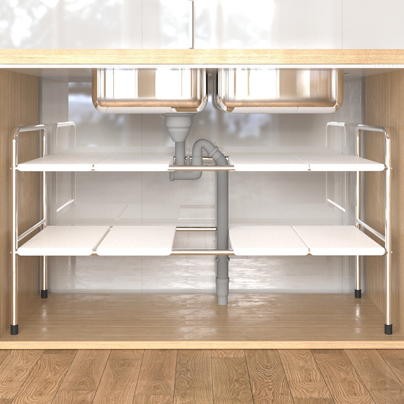 Toilet bathroom sink storage rack cabinet layered pull-out under stage ...