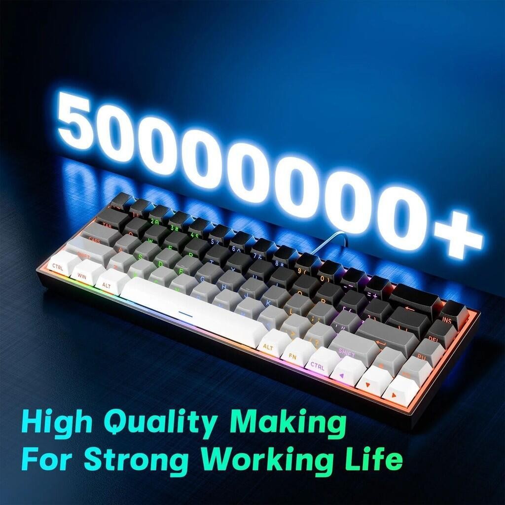 Bàn phím chơi game siêu nhỏ 68 phím Bàn phím công thái học có dây RGB ...