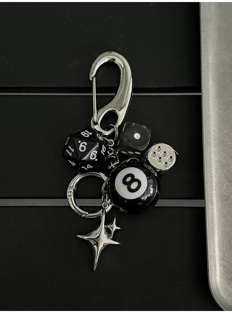 Chính hãng Niche Dark Lucky Dice String Hand-Made Black 8 Móc khóa Túi ...