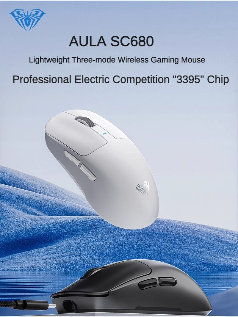 Aula Sc680 2.4g Bluetooth không dây Ba chế độ Nhẹ 58g Chuột chơi Game thể thao điện tử Bluetooth ...