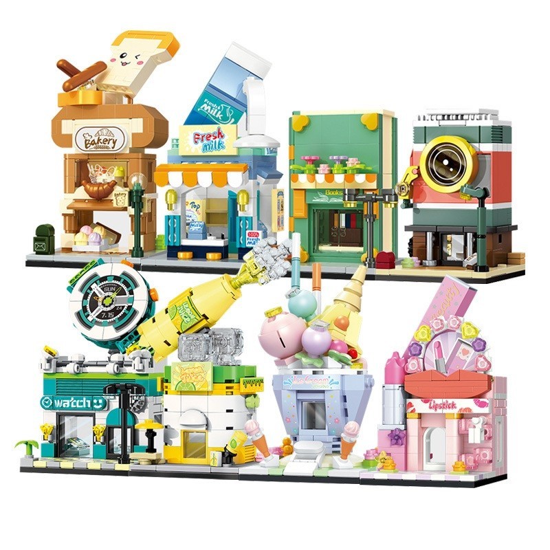 SEMBO Khối Mini Store DIY Gạch Xây Dựng Micro Street Thương Hiệu Shop ...