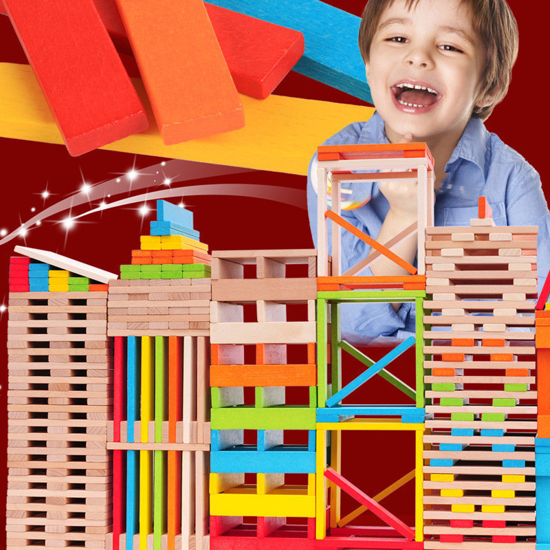 Solid wood children's tower blocks 3-6 year old boys and girls puzzle ...