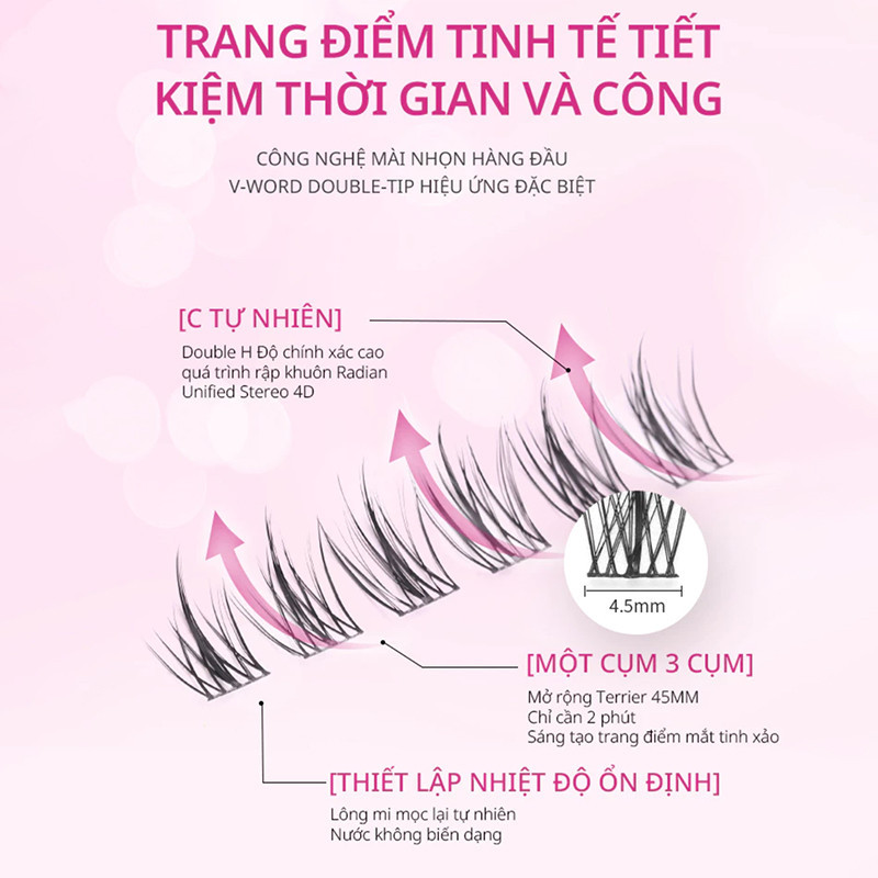 【99k/5 hộp 】 FEPO Lông mi giả 10 tầng thoải mái và không trọng lượng có ...