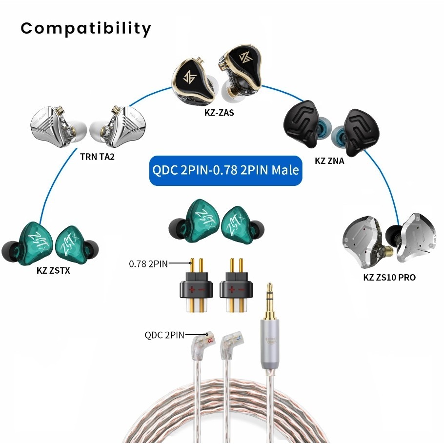 2 chiếc QDC Nữ 0,78 2 Pin Nam Tai Nghe Adapter Sang Tai Nghe Bộ Tai ...