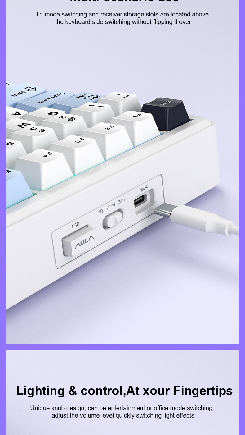 AULA F75 MAX Mechanical Keyboard 75% RGB Three Mode Wired/Bluetooth/2 ...