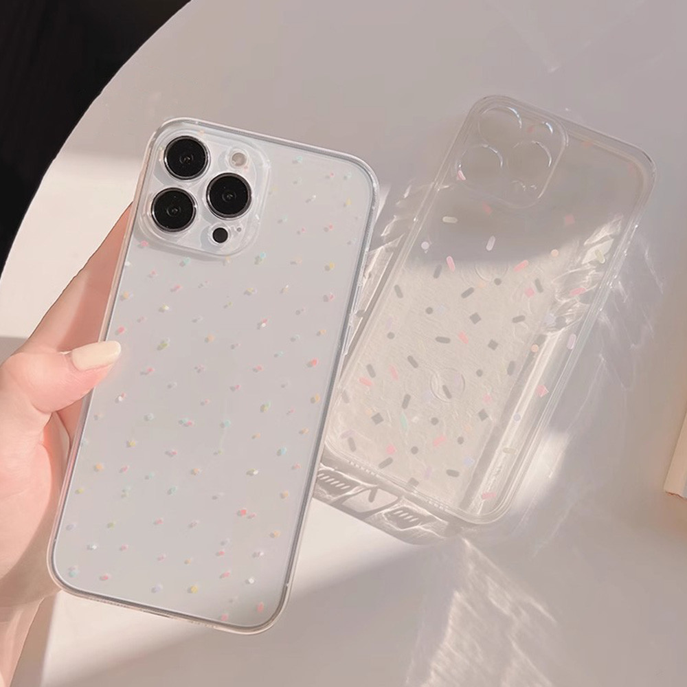 Ốp điện thoại trong suốt INS Ribbon Dots cho iPhone 16 11 15 13 14 12 ...