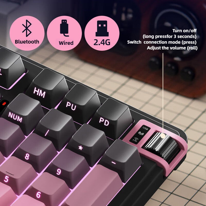 KZZI K98 Mechanical Keyboard Wireless Bluetooth 3mode RGB with Knob ...