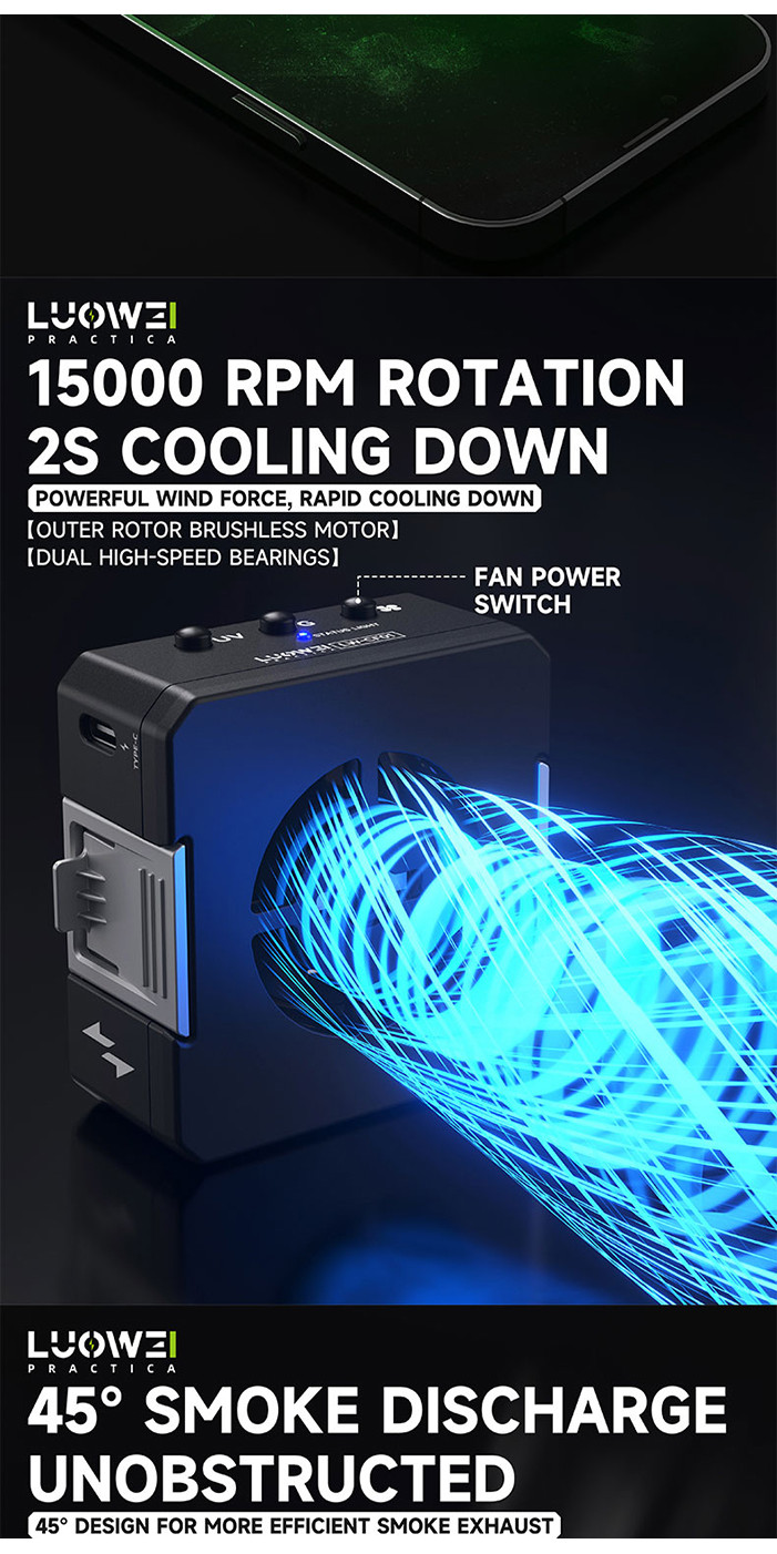 Luowei LW-CF01 Bộ làm mát kính hiển vi 4 trong 1 / Quạt hút khói / Đèn ...