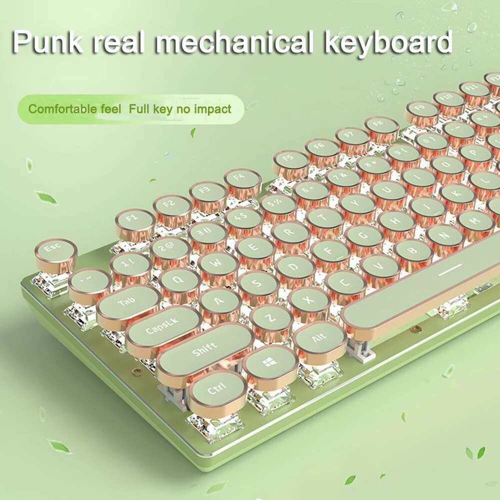 104 Phím Punk Retro Bàn Phím Chơi Game Có Dây Màu Hồng Công Tắc Bàn ...