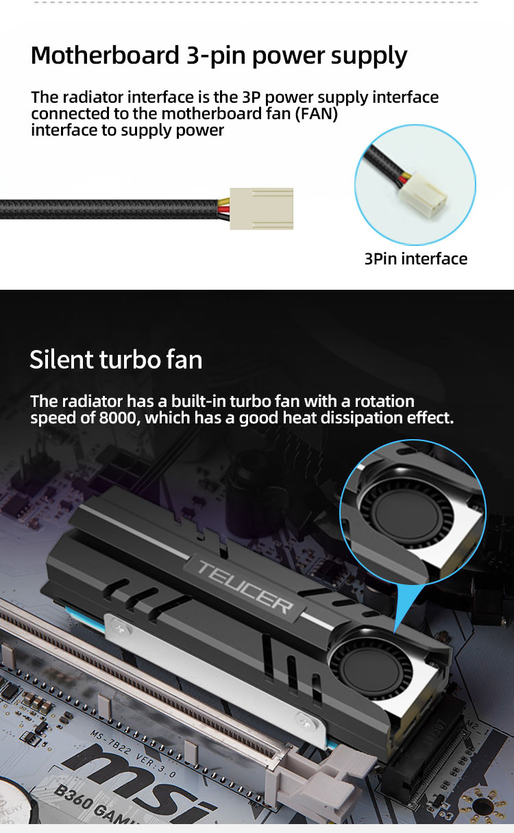 Teucer M.2 SSD NVMe Tản Nhiệt 2280 Đĩa Thể Rắn Lưu Thông Không Khí Tản ...