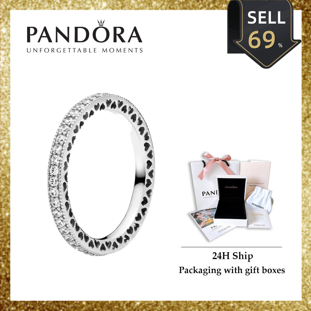 【100% gốc】PANDORA Heart Ring 925 Bạc Với Hộp | Shopee Việt Nam