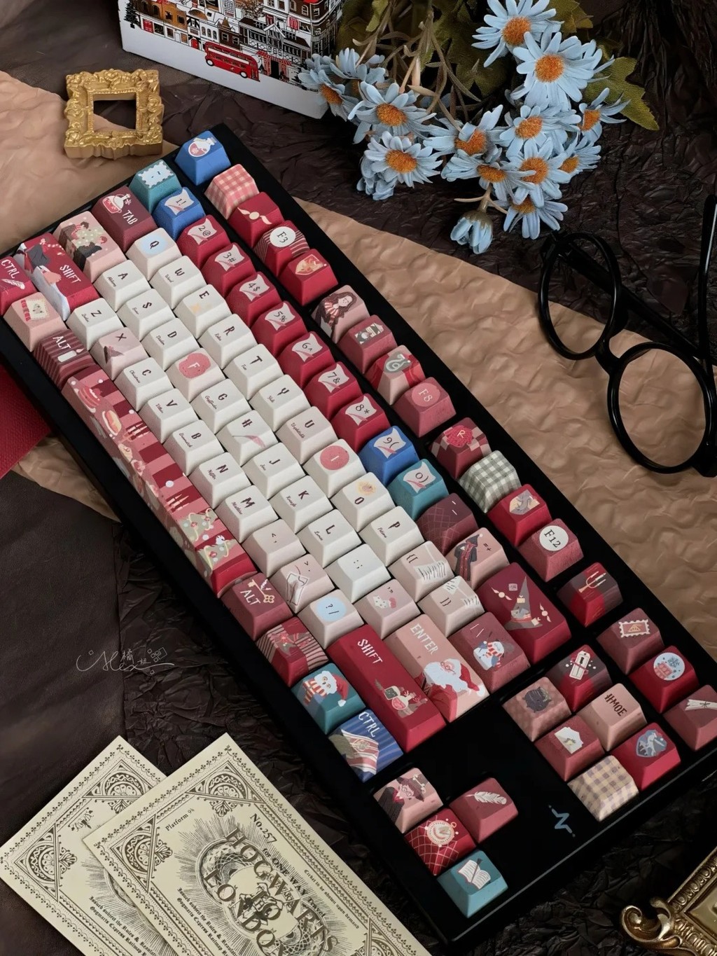 Hogwarts Đêm Giáng Sinh Keycap Cherry / SO Profile 137 Phím PBT Thuốc Nhuộm Năm Mặt Thăng Hoa ...