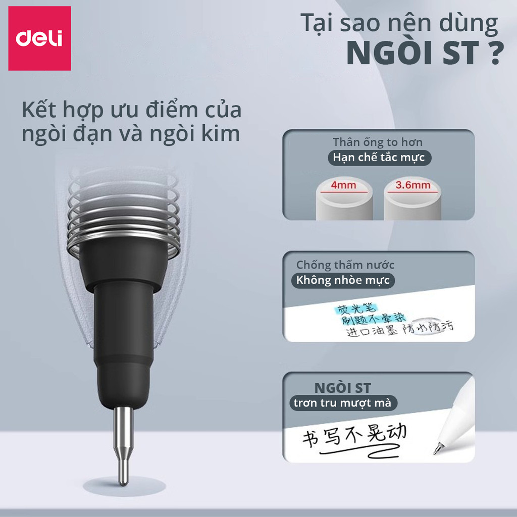 Combo 10 20 Ruột Bút ST Gel Deli Thế Hệ Mới Ngòi ST 0.5mm Dùng Cho Bút ...