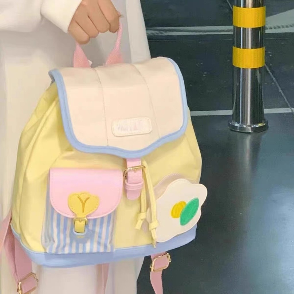 Jivil Ba lô nữ phiên bản Hàn Quốc đa năng ins mini màu tương phản thời ...