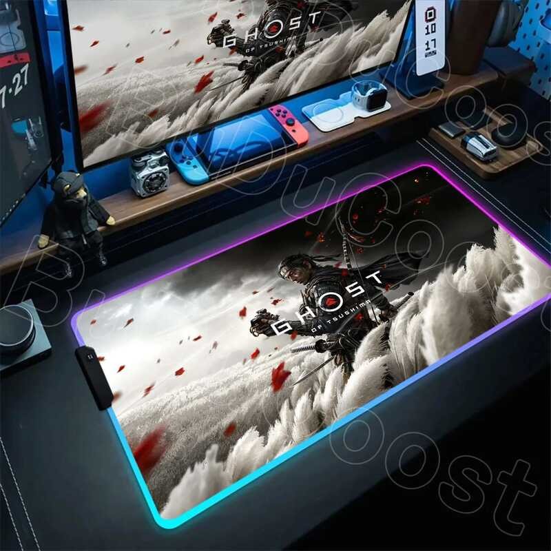 RGB Mouse Pad Ghost of Tsushima Gaming Cao Su Mousepad XXL LED Mouse ...