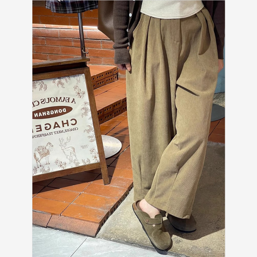 Oniii Phong Cách Nhật Bản Plus Nhung Dày Vải nhung Quần Ống Rộng Nữ Thu Đông Rời Ôm Hơn Nhìn ...