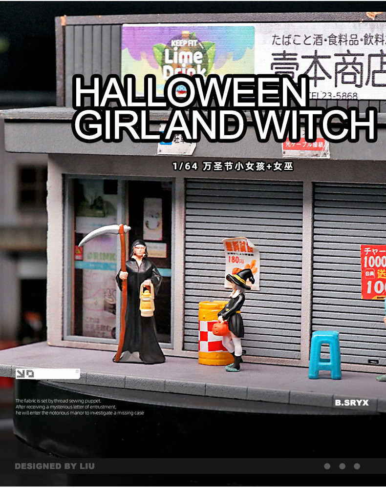 MINIATURE SCENE MODEL 1/64 Halloween Witch Doll Model Mô hình xe hơi ...