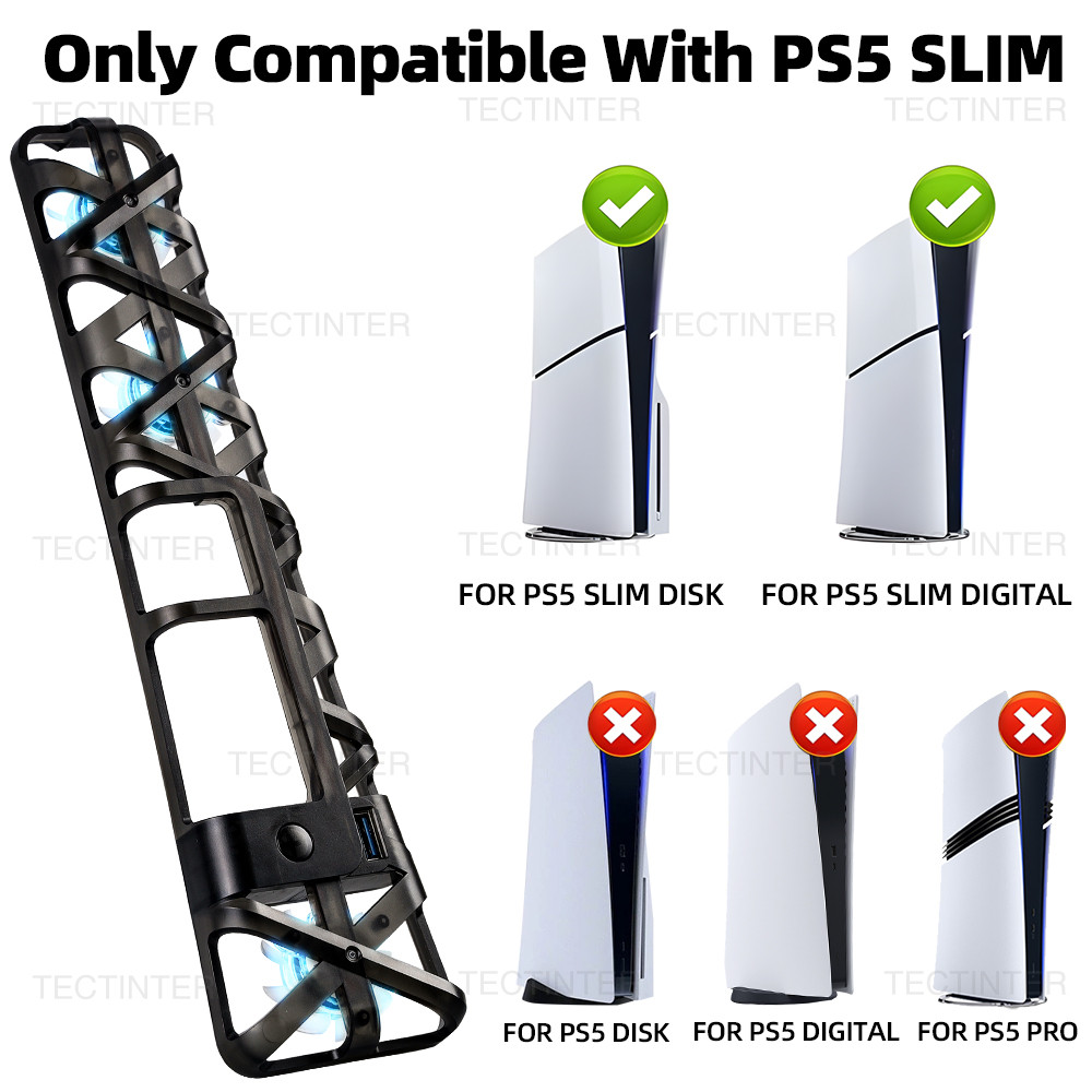 Quạt Làm Mát Cho PS5 Slim Console Với Đèn LED Xanh Đế Sạc Nhanh Full ...