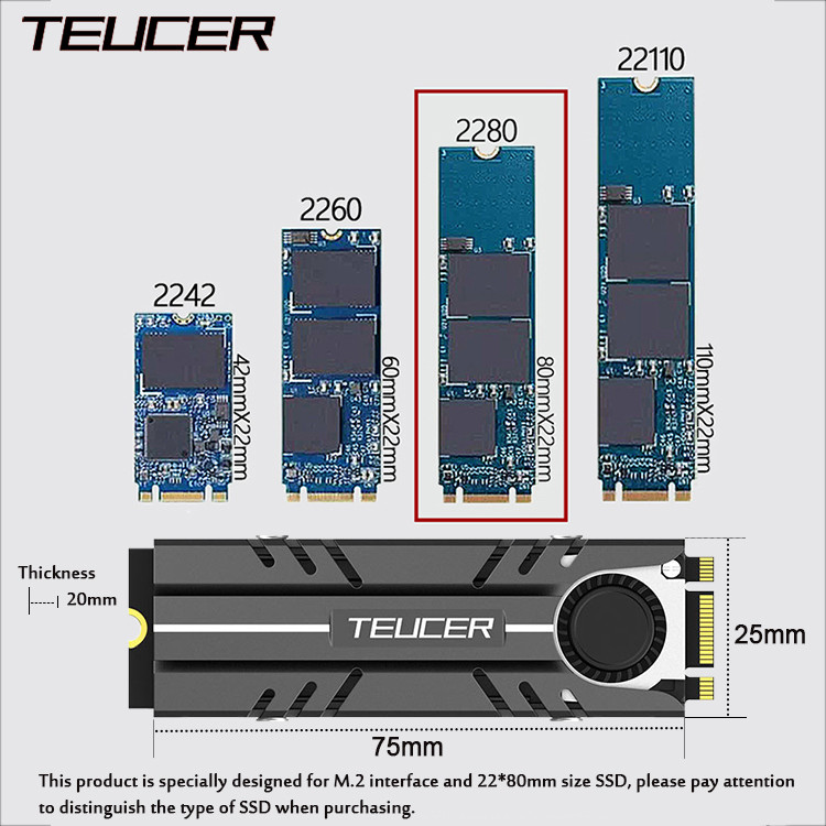 Teucer M.2 SSD NVMe Tản Nhiệt 2280 Đĩa Thể Rắn Lưu Thông Không Khí Tản ...