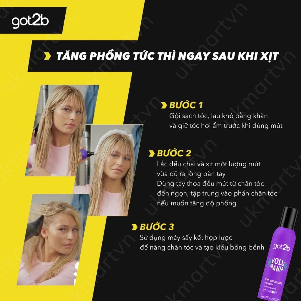 Xịt phồng tóc Got2b Volumizing Hairspray 300ml - Giữ độ phồng lên đến ...