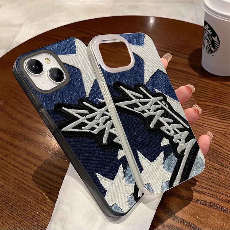 Thích hợp cho IPhone 16 PRO MAX 15 13 Vỏ điện thoại hình ngôi sao Denim ...