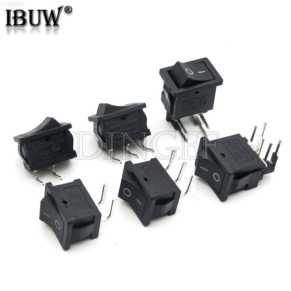 5 Cái / lốc KCD11 Kim Uốn Đen Rocker Công Tắc 15 * 21mm 6A 250VAC 10A ...