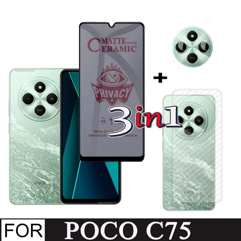 Poco C75 Matte Privacy / Phim mềm bằng gốm cho Poco C65 C61 2 trong 1 Chống ánh sáng xanh Ray ...